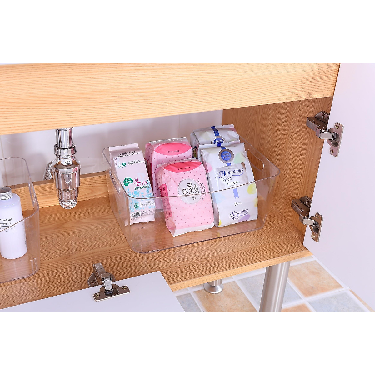 YBM HOME Storage Bins - Open Plastic Organizers and Storage Basket for Kitchen Pantry Organization, Under Sink Bathroom Storage, Toy Baskets, Food Storage Box Containers (Medium - Clear)