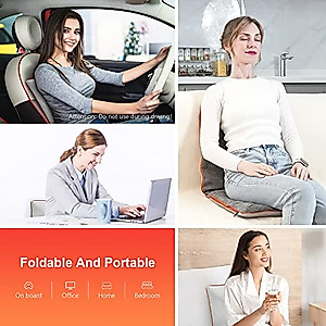 COMFIER Vibration Massage Seat Cushion with Heat,Portable Vibrating Massage Pillow, Back Neck Massager,Gift for Men&Women,4 Vibrating Motors and 2 Heat Levels, Massage Chair Pad for Home Office use