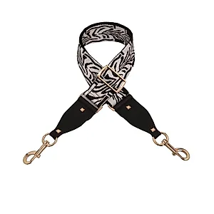Zebra Adjustable Handbag Strap Replacement Guitar Style Canvas 92cm-138cm Crossbody Strap for Handbags (Color-04)