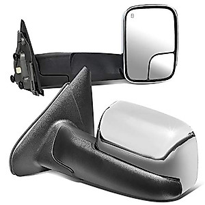 Pair Chrome Power Heated Glass Flip Up Rear View Side Towing Mirrors Compatible with Dodge Ram 1500 2500 3500 02-08