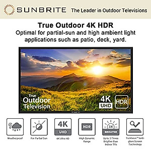 SunBrite 43-Inch Outdoor Television 4K with HDR - Signature 2 Series - for Partial Sun SB-S2-43-4K-BL (43-inch, Black)