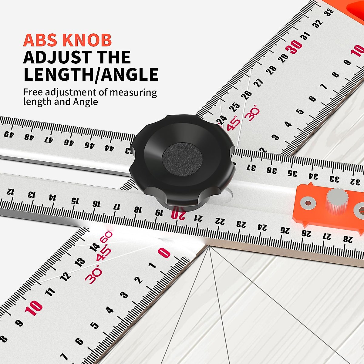 2024 Newest Adjustable 2-in-1 Drilling Positioning Ruler, Cabinet Hardware Jig,T Square Ruler Cabinet Handle Jig, Woodworking Ruler, Cabinet Drawer Door Hole Drilling Template (25inch)