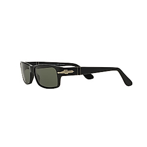 Persol PO2747S Rectangular Sunglasses, Black/Green Polarized, 57 mm
