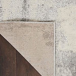 Nourison Elation Abstract Grey Ivory 2'3" x 7'6" Area -Rug, Easy -Cleaning, Non Shedding, Bed Room, Living Room, Dining Room, Kitchen (2x7)