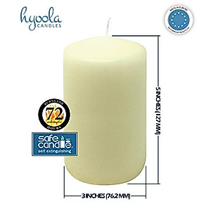 Hyoola Ivory Pillar Candles 3x5 Inch - Unscented Pillar Candles - 6-Pack - European Made