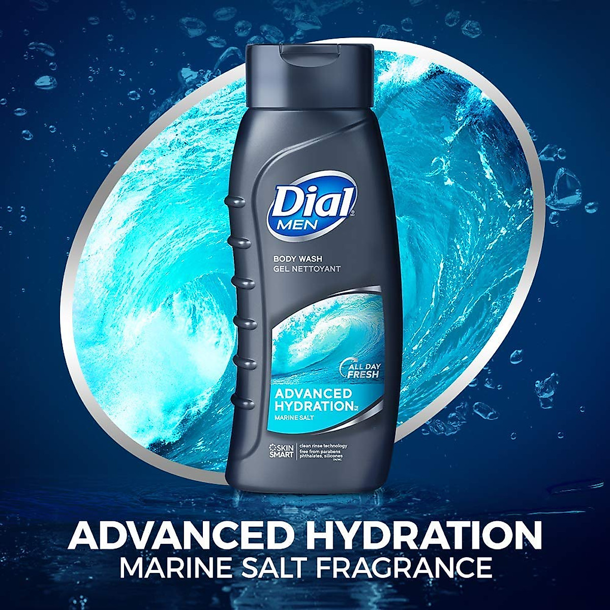 Dial Men Body Wash, Advanced Hydration, 16 fl oz (Pack of 6)