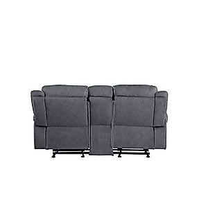 Acme Zubaida Reclining Loveseat with USB Dock and Console in 2-Tone Gray Velvet