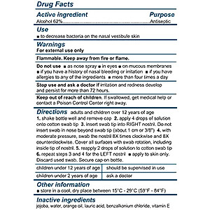 Nozin® Nasal Sanitizer® Antiseptic 12mL Bottle | Kills 99.99% of Germs | Lasts Up to 12 Hours | 60+ Applications