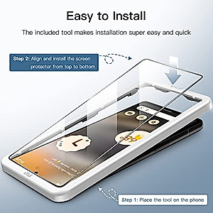 JETech Screen Protector for Google Pixel 6a 6.1-Inch with Camera Lens Protector, Easy Installation Tool, Fingerprint Compatible, Tempered Glass Film, HD Clear, 2-Pack Each