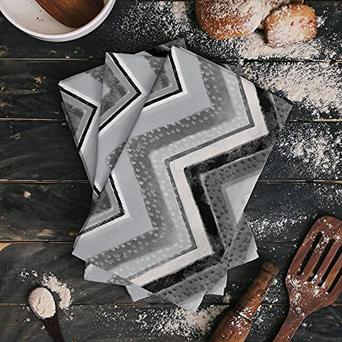 Big buy store Gray Wave Striped Zig Zag Chevron Kitchen Dish Towels Set of 2, Soft Lightweight Microfiber Absorbent Hand Towel Nordic Style Tea Towel for Kitchen Bathroom 18x28in