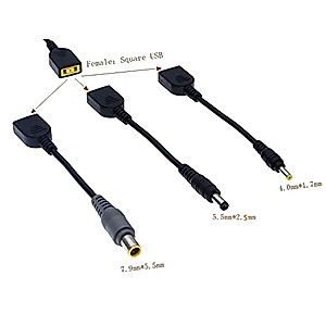 JMT DC 7.9 x 5.5mm Round Jack to Square USB Plug Converter Laptop Power Adapter Connector Cable Compatible for Lenovo ThinkPad IBM Charger (15cm,7.9mm Male-USB Female)