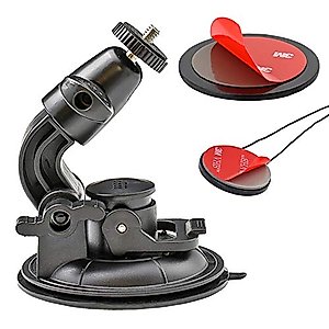 woleyi Windshield Dashboard DSLR Car Mount with Strong Suction Cup and Insurance Tether use for Canon, Nikon, Sony, DSLR, Olympus, Pentax, HeroFiber and More Cameras