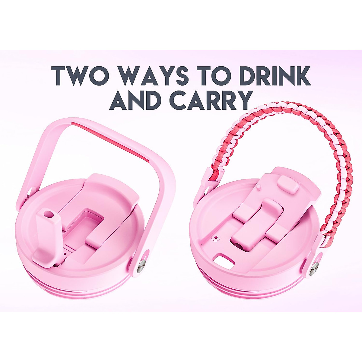 Meoky 40 oz Tumbler with Handle and Straw, Insulated Water Bottle, Stainless Steel Travel Mug, Keeps Cold for 34 Hours, 100% Leak Proof, Fits in Car Cup Holder (Fancy)