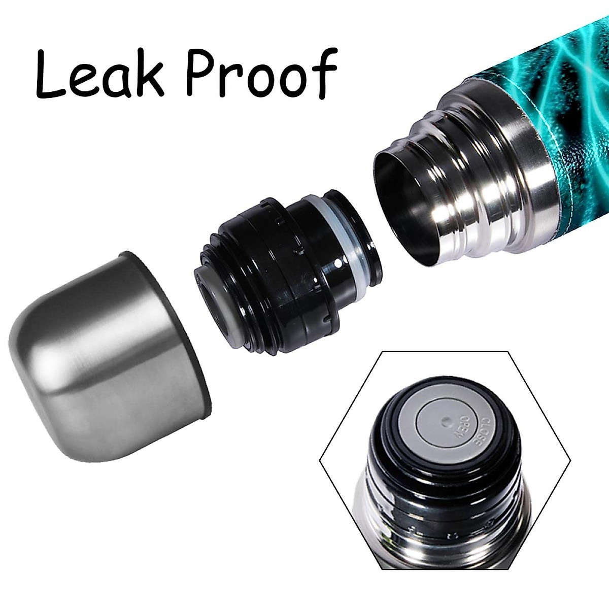 Stainless Steel Leather Vacuum Insulated Mug Fireworks Thermos Water Bottle for Hot and Cold Drinks Kids Adults 16 Oz