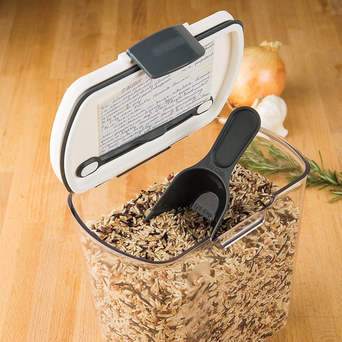 Progressive International Prepworks ProKeeper 2- Piece Kitchen Clear Food Baker's Kitchen Storage Organization Canister Set (Grain 2.5-Quart)