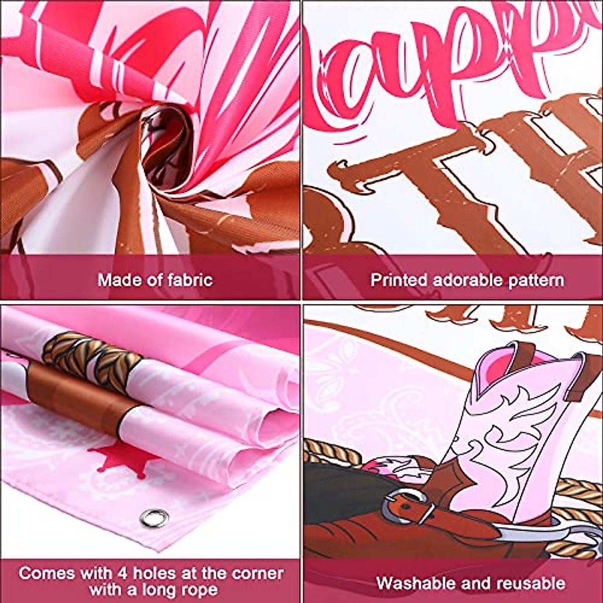 Western Cowgirl Birthday Party Decorations, Wild West Cowgirl Theme Birthday Party Supplies Cowgirl Birthday Party Banner Backdrop Wild West Cowboy Photo Booth Photography Background for Girl