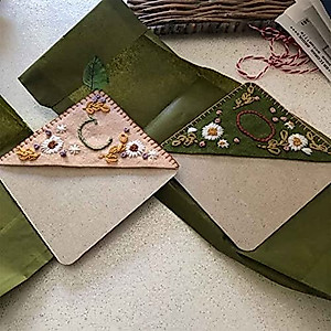 Bloomy Line - Personalized Hand Embroidered Corner Bookmark, Bloomy Line Bookmark, Hand Stitched Corner Bookmark, 26 Letters Embroidery Bookmarks for Book Lovers (Summer, A)