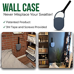 SBL Home Electric Fly Swatter Racket, Electric Mosquito Swatter, Bug Zapper Racket, Electric Fly Bat with Patented Wall Case, Gray, Black (2 Pack)