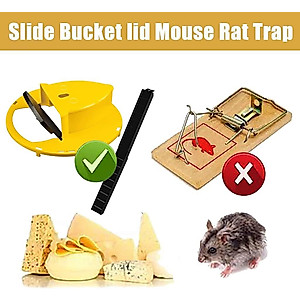 2 Pack Mouse Trap Bucket, Multi-Catch, Auto-Reset Bucket Lid Mouse Trap, Humane or Lethal, Flip Lid Mouse Traps Auto Reset, Indoor Outdoor, 5 Gallon Bucket Compatible (Without Barrel)