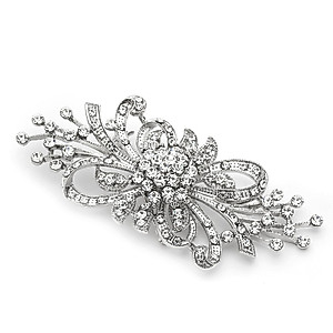 Mariell Antique Crystal Bridal Brooch Pin for Weddings, Bridesmaid, Mother of The Bride Jewelry Accessory