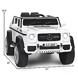 Costzon Ride on Car, Licensed Mercedes-Benz Maybach, 12V Battery Powered Vehicle Toy w/ 2 Motors, Remote Control, 3 Speeds, Lights, Horn, Music, Aux, Storage, Truck, Electric Car for Kids (White)