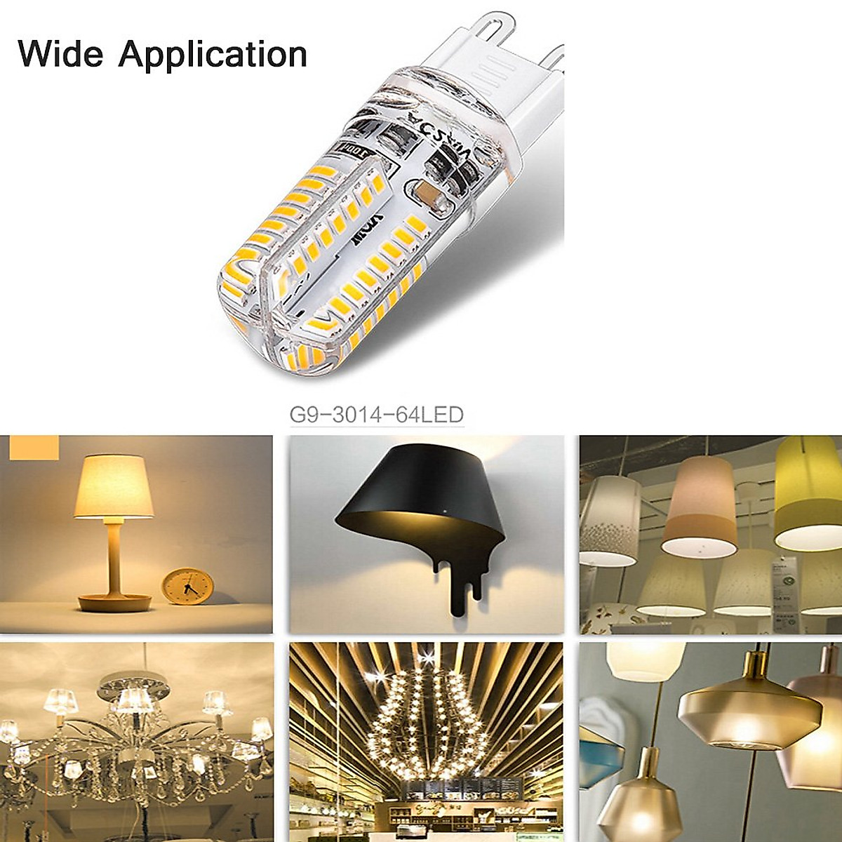 LEDGLE G9 LED Light Bulbs 3W, 30W Halogen Equivalent, 3000K 250LM 64LEDS Warm White Light, Non-dimmable, Flicker Wide Beam Angle Light G9 Base for Home Lighting (6pcs)