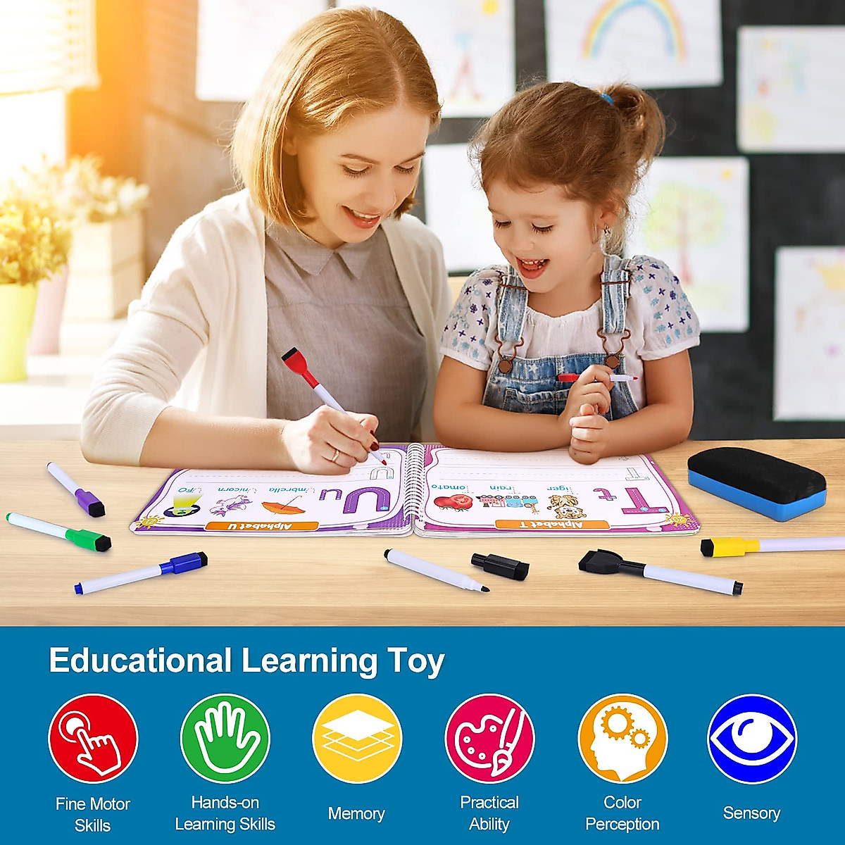 Preschool Learning Activities Educational Workbook, Handwriting Practice Book for Kids, Christmas Birthday Presents for 3 4 5 Year Old Boys Girl Toys for Kids, Montessori Busy Book Tracing Book Toys