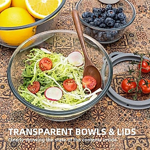 MR. CHOU Glass Food Storage Containers Set - 6-Piece Leak-Proof Bento Box with No-Slip Base - Stackable Meal Prep Containers - Ideal for Lunch, Leftovers, and Pantry Organization (0.5QT, 1.1QT, 2.2QT)