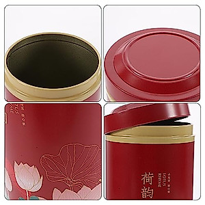 UPKOCH Tea Tin Canister Metal Sealed Coffee Jar with Lid Airtight Tea Container Loose Tea Storage Box Vintage Tinplate Candy Holder for Chocolate Sugar Red