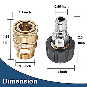 Raincovo Pressure Washer Quick Connect Fittings, M22 14mm to 3/8 Inch Quick Connect Pressure Washer Hose Adapter, 4 Pieces