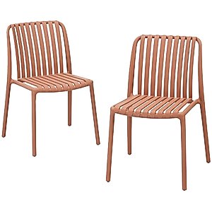 Werph Modern Outdoor Dining Chairs Set of 2, All-Weather Resin Stackable Chairs, Patio Dining Chairs with High Back, Kitchen, Restaurant,Orange
