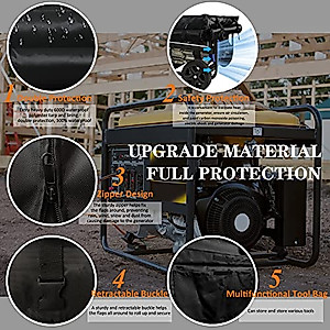 GEHENG Runtime Generator Cover, 100% Waterproof Generator Cover, Double Layer Design, All Weather Use, Extra Heavy Duty 600D Water Resistant Polyester Tarp, 32"x24"x24", Tear-resistant, black.