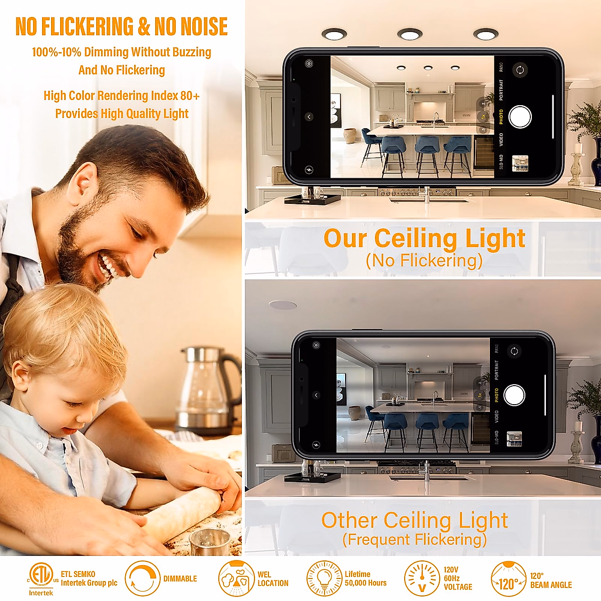 JULLISON 10 Packs 4 Inch Black LED Low Profile Recessed & Surface Mount Disk Light, Round, 10W, 600 Lumens, 3000K Warm White, CRI80, DOB Design, Dimmable, ETL Listed