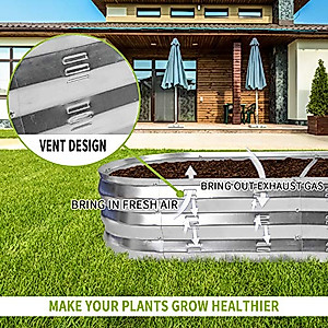 GADI Raised Garden Bed Kit for Vegetables Flower Galvanized Metal Planter Boxs Designed for Easy DIY and Cleaning Not Twist Or Rot (Silver)