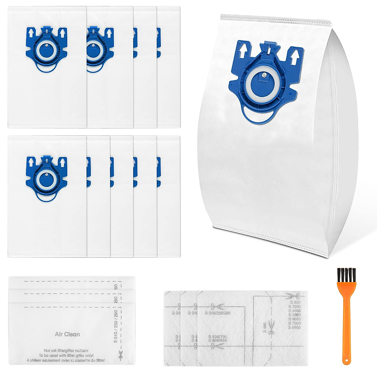 10 Pack Vacuum Cleaner Bags For Miele Gn Vacuum Cleaner With 3 Pcs Motor Protection Filters and 3 Pcs Air Clean Filters，Compatible with Miele GN Classic C1 Complete C1 Complete C2 Complete C3 S2 S5 S8