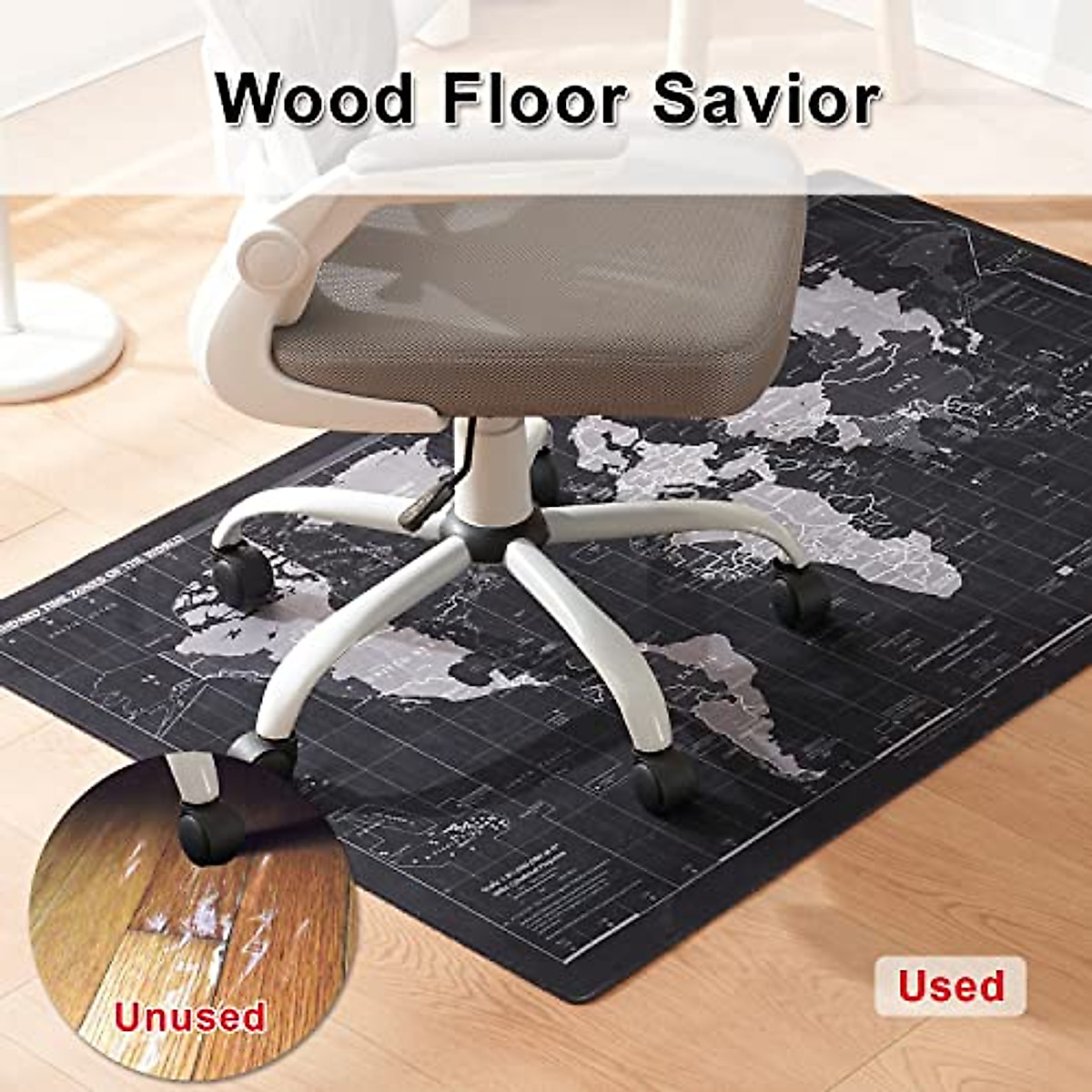 Office Chair Mat for Hardwood & Tile Floor, Desk Chair Mat,55"x35" Computer Rolling Chair Mat,, Splat Mat for Under High Chair ,Large Anti-Slip Floor Protector for Home Ofiice