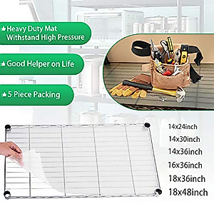 Slendor Wire Shelf Liner Value Pack of 5 Heavy Duty Waterproof Non-Adhesive Industrial Strength Plastic Mats for Tier Shelving Unit, 16 x 36 Inch Clear