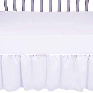 Sammy and Lou White Crib Skirt-Ruffled, White Body, White, Fits Standard Crib 28 in x 52 in, 13 in Drop