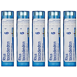 Boiron Rhus Toxicodendron 6C, 5-Pack of 80 Pellet Tubes, Homeopathic Medicine for Joint Pain,
