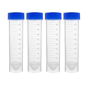 uxcell 10 Pcs 45ml Plastic Centrifuge Tubes with Screw-on Cap, Polypropylene Graduated Micro Centrifuge Tube, Self Standing, Blue, Storage Container for Beads Sample Lab