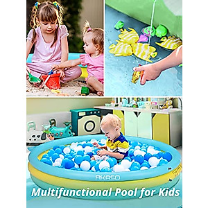 AKASO Inflatable Kiddie Pool for Toddlers Baby, 59'' x 13'' Portable Blow Up Swimming Pool, 3 Rings Child Paddling Pool for Outside, Garden, Backyard, Indoor Ball Pit/Fishing/Toys Summer Water Party