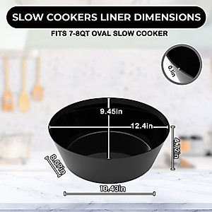 Silicone Slow Cooker Liners for 7-8QT CrockPot and other Oval Slow Cookers - Silicone Crock Pot Liners for 7-8 Quart Crock Pots - Reusable, Leakproof & Food-Grade Silicone Crock Pot Inserts - (Black)