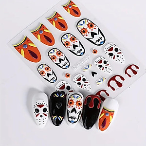 Muagorn Halloween 5D Nail Art Stickers Decals – Distinctive Set of 3 Realistic Designs for Individualized Halloween Nail Accents (Style 01)