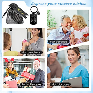 Yinkin 72 Pcs Employee Appreciation Gift Bulk for Coworker Thank You Gifts Keychains with Organza Bags Thank You Cards Gift, Black