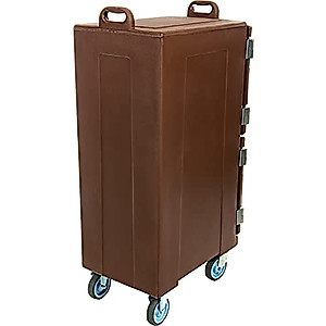 Carlisle FoodService Products Cateraide Plastic Insulated Dual Capacity Food Pan Carrier With Dolly, 10 Pan Capacity, 50 Inches, Brown