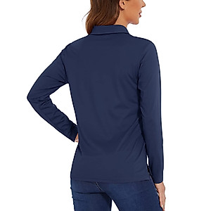 KEFITEVD Women's Polo Shirts Classic Design for Activewear Running Exercise Jersey Polo Shirt Dry Fit Golf Polo Shirt Womens Pullover Tops Navy