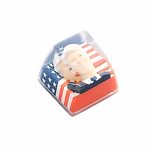 Ocean Key Artisan Keycaps for DIY Replacement Handmade Resin Keycaps Decoration, Trump Figure Handmade Resin Keycaps for Switch Gaming, Cherry MX Mechanical Keyboards (Red)