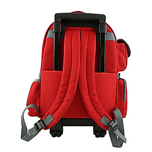 K-Cliffs Rolling Backpack Deluxe Wheeled Daypack School Student Bookbag with Wheels | Red