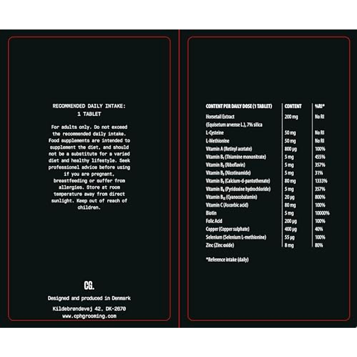 Copenhagen Grooming Sidekick (50 Days Supply) - Beard Growth Supplements - Beard Growth Pills w/Biotin - Vitamin Tablets for Facial Hair Growth for Men - Hair & Beard Vitamins Growth