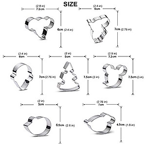 Cute Mouse Shaped Cookie Cutters Set of 7 pcs, Stainless Steel Mice Head Rat Cheese Series Fondant Cut-outs Set Baking DIY Molds